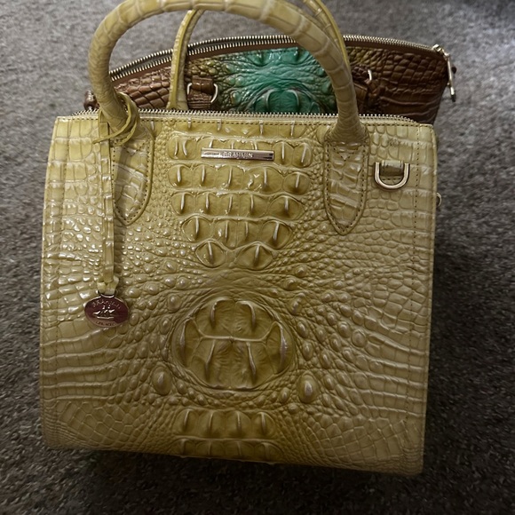 Brahmin | Bags | Brahmin Yellow Crocodile Embossed Satchel | Poshmark